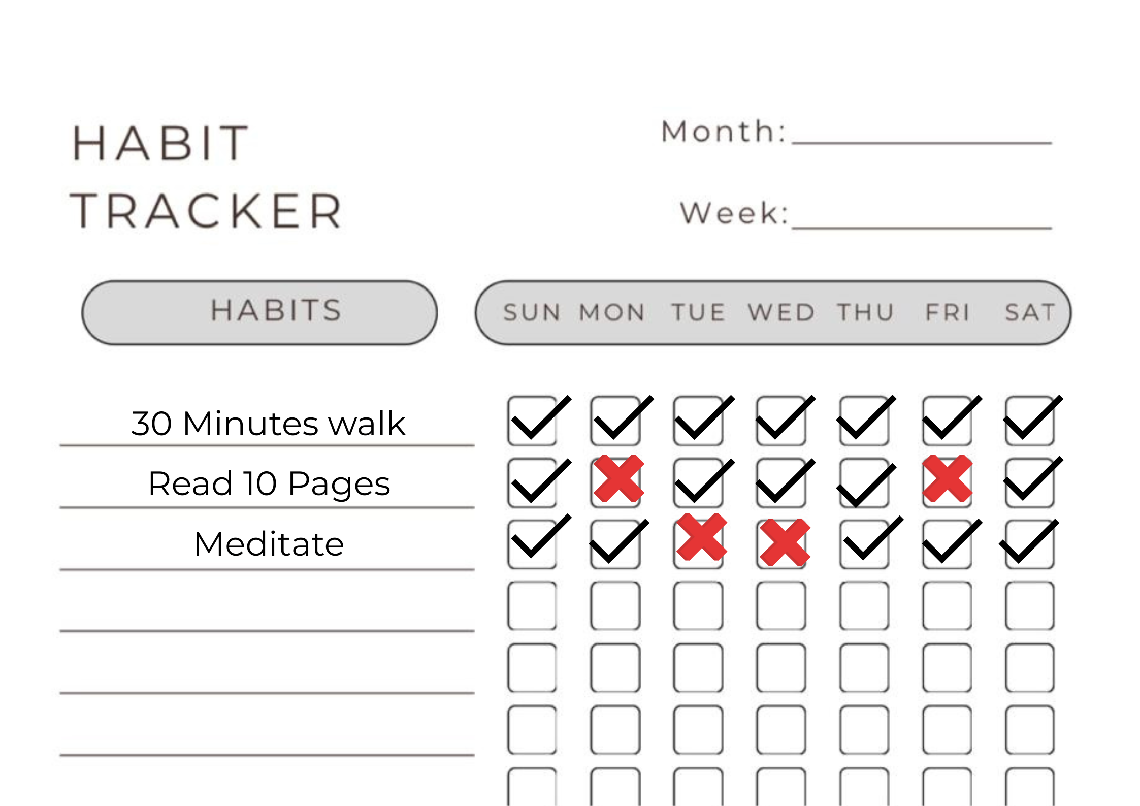 Free Weekly Habit Tracker Printable (PDF Download) - The Ideal Myth